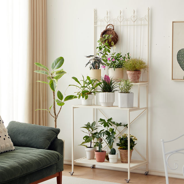 Flower rack balcony rack iron art multi -layer step -type mobile living room floor -to -ceiling ...