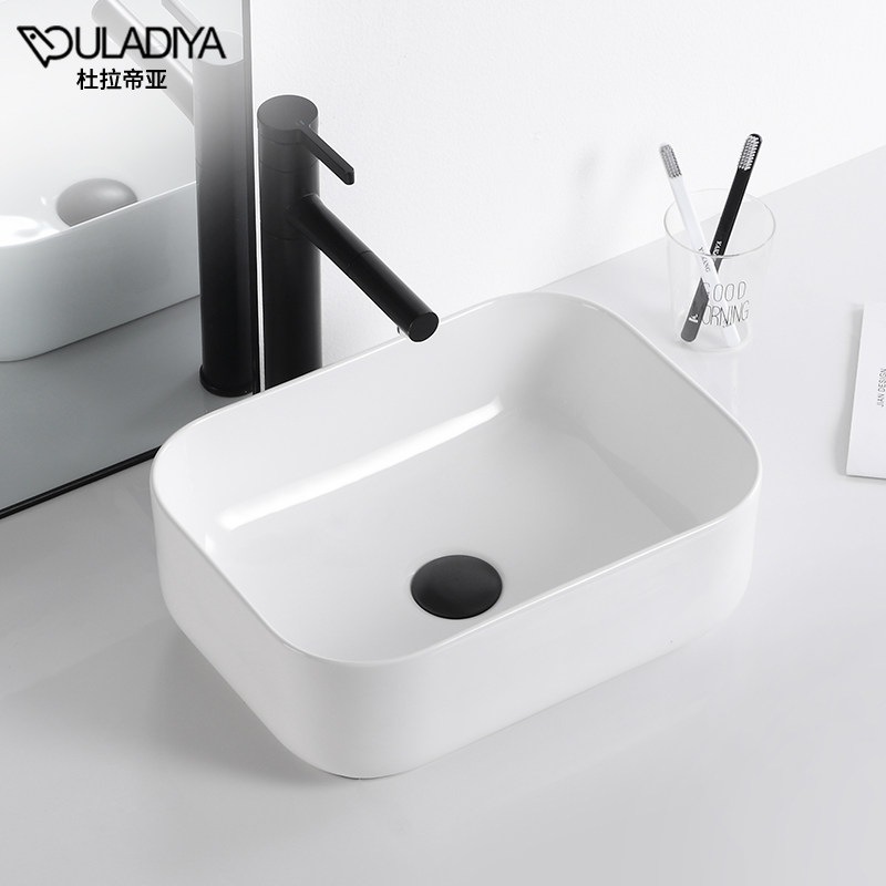 Duradia Ceramic Square Wash Basin - Small Bathroom Sink