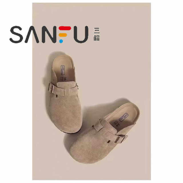 Sanfu genuine leather soft-soled Birkenstock shoes cowhide thick-soled ...