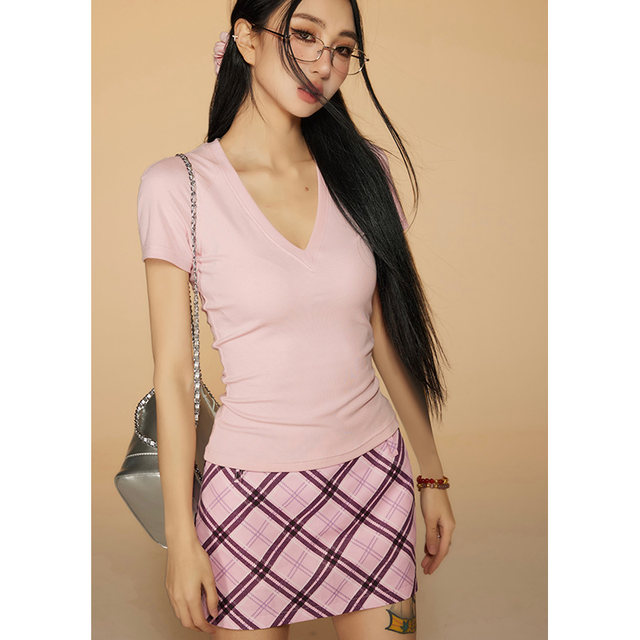 Wild zero black pink gray raglan short-sleeved T-shirt for women in ...