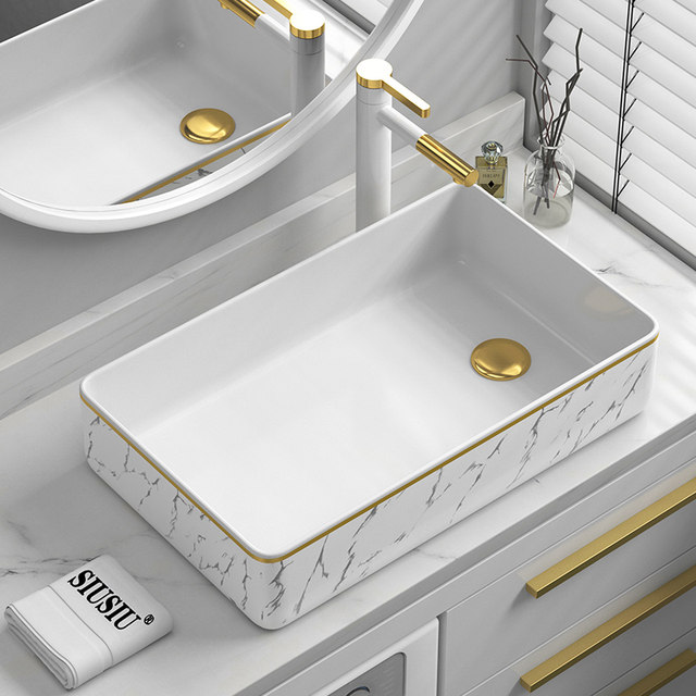 Washing machine counter top basin side drain pipe ceramic wash basin ...