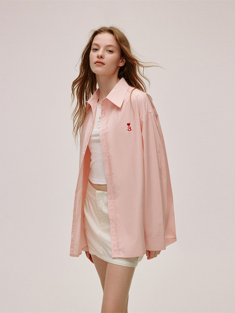 ATRY pink casual couple long-sleeved shirt for women 2025 spring and ...