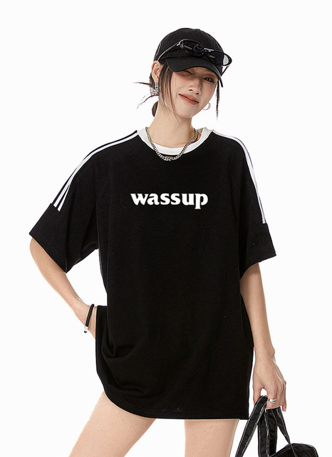 WASSUP trendy brand heavyweight pure cotton short-sleeved T-shirt for ...