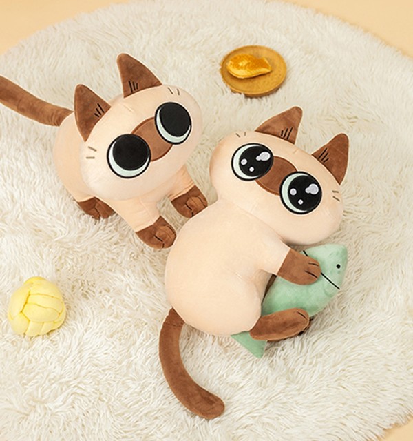 Genuine Siamese cat bean paste plush doll produced by Waigua small bean ...
