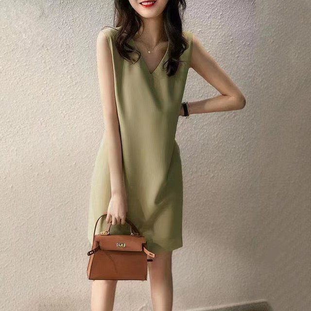 Sleeveless solid color simple dress for women 2022 summer new Korean ...