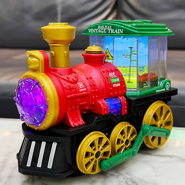Children's small train track car retro electric steam spray train 3 to ...