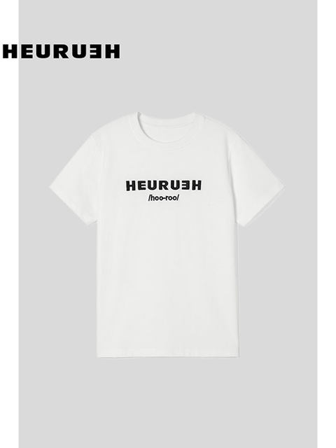 Heurueh three -dimensional logo embroidery design short -sleeved T ...