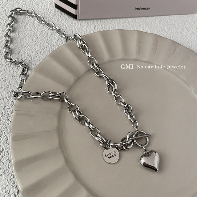 Silver love ot button titanium steel sweatshirt chain for girls light ...