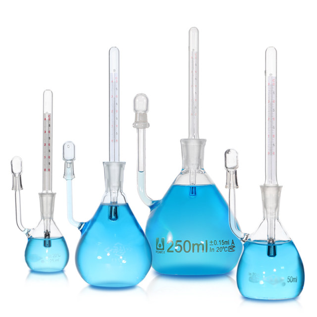 Glass attached temperature pycnometer density bottle with thermometer ...