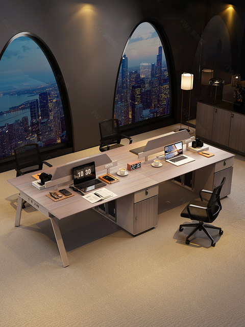 Staff office desk and chair combination, simple and modern staff booth ...