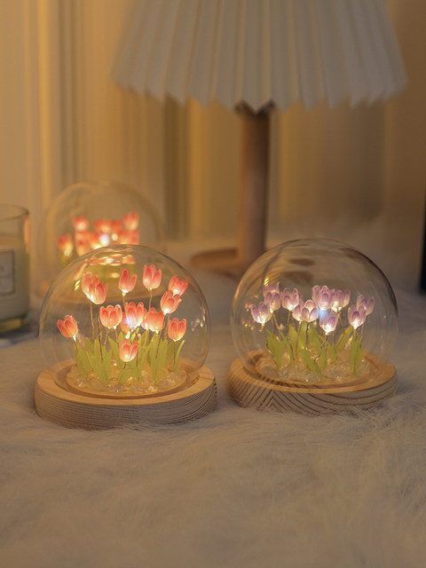 diy tulip night light ornaments creative led handmade material package bedroom decorations ...