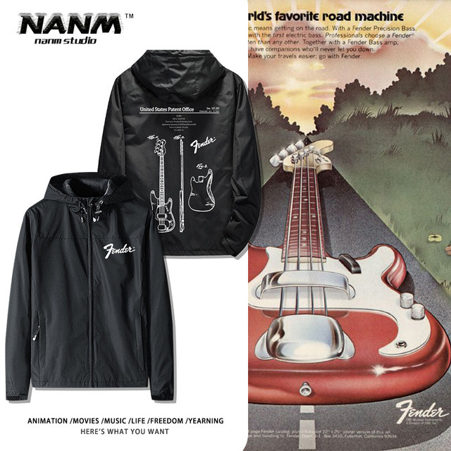 Fender Fender guitar bass hooded jacket for men and women in autumn and ...