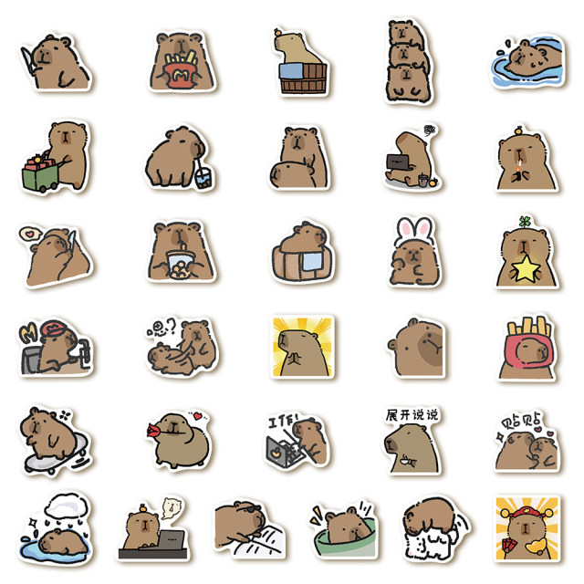 62 cute cartoon capybara stickers, capibara handbook, mobile phone case ...