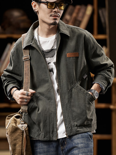 Detroit work jacket men's spring and autumn style 2025 new American ...