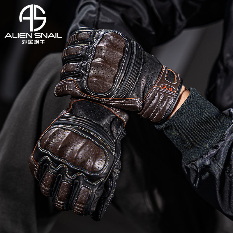 Alien Snail V10 Motorcycle Gloves - Sheepskin, All-Season Protection