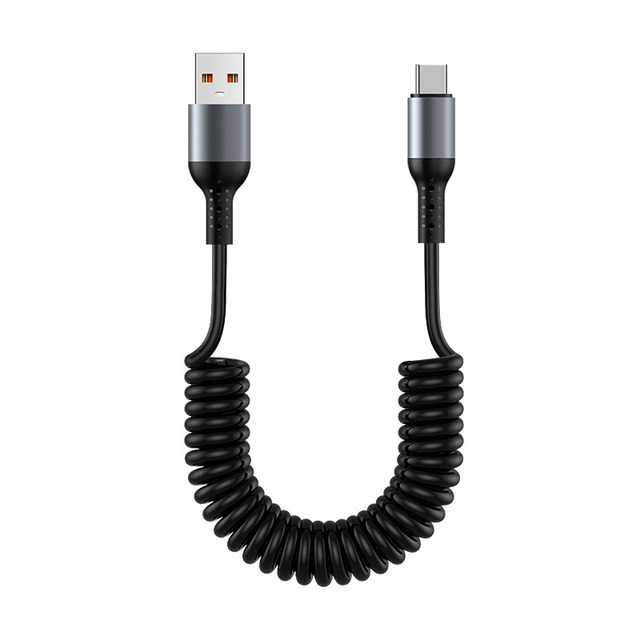 Elbow double typec to lightning spring telescopic car carplay data ...