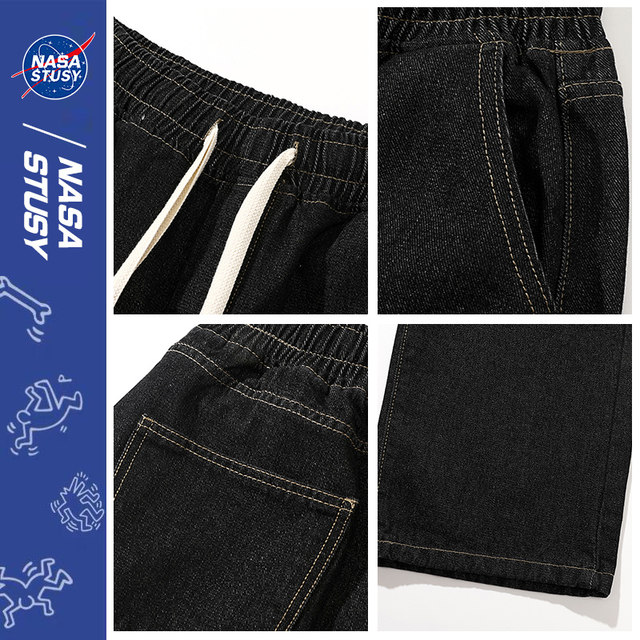 NASA spring and autumn trendy brand couple retro straight trousers ...