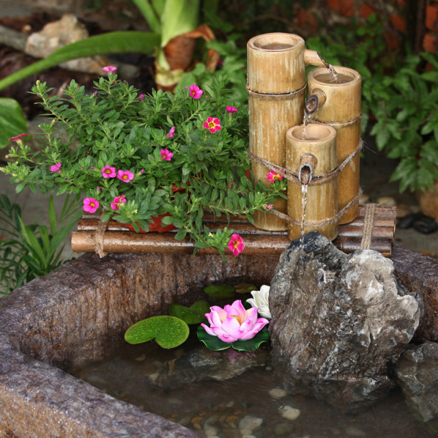 Chinese-style courtyard rockery, flowing water, landscape fountain, Zen ...