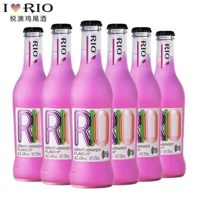 New date RIO Ruiao cocktail pre-mixed wine classic 275ml*6 glass bottle blueberry fruit wine ...