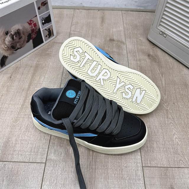 Guo Chao Niche Design Sense Black Blue Lightning Bread Shoes Male INS ...