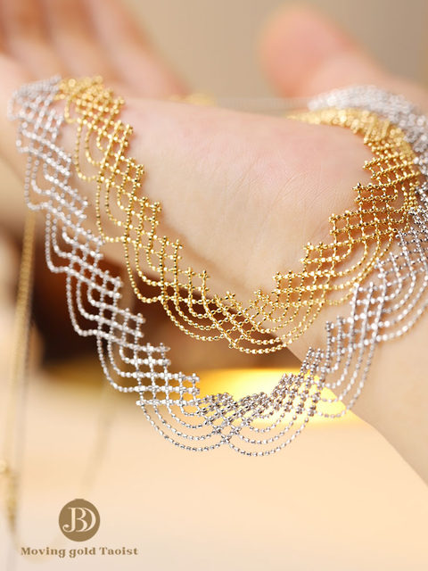 Golden Taoist 18K Gold Japan imported lace necklace inverted rainbow ...