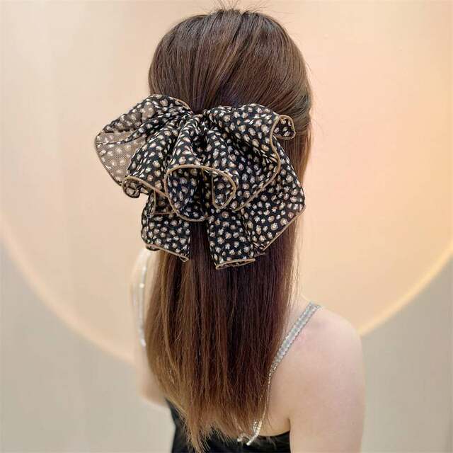 Polka dot large bow ribbon hairpin fabric hair accessories French ...