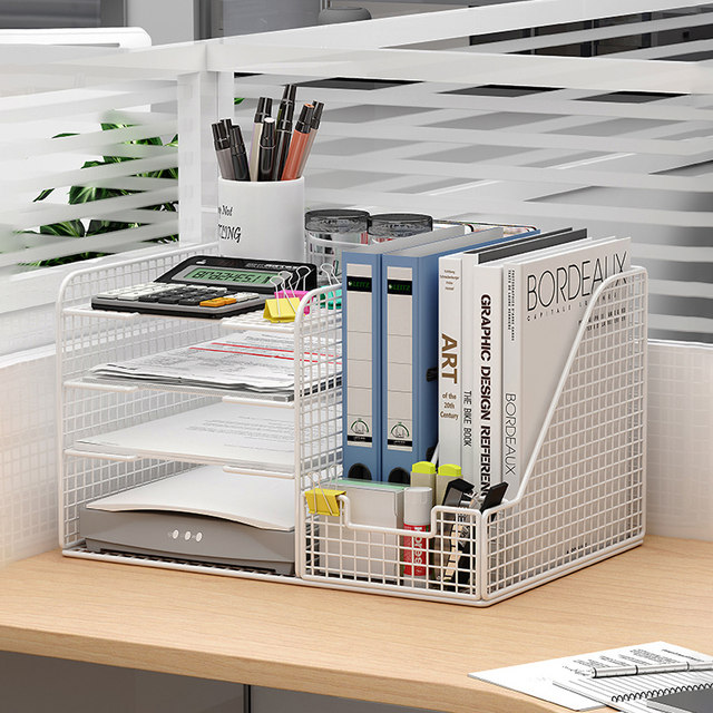 Desktop storage rack multi-layer office desk layered desk storage rack ...