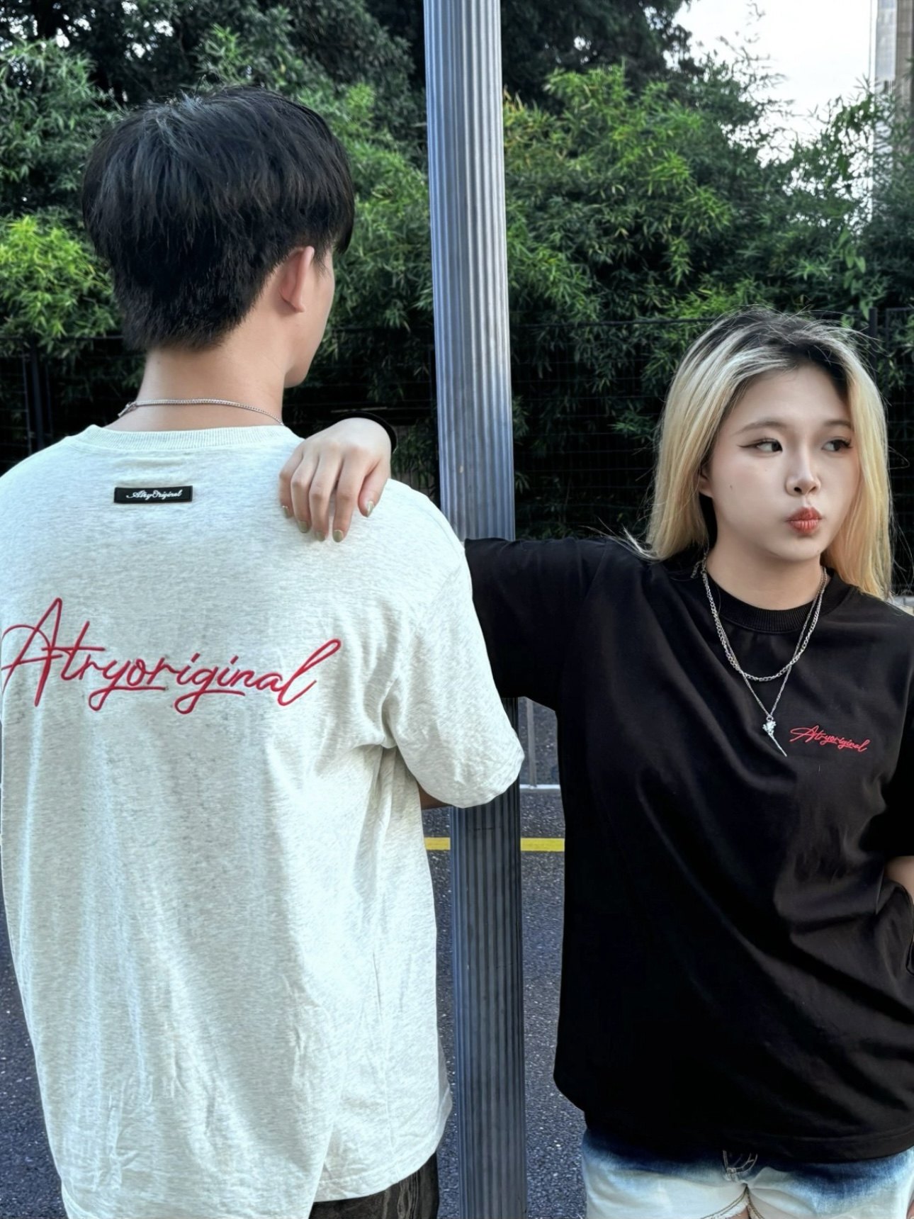 ATRY floral embroidery LOGO short-sleeved T-shirt, trendy loose retro ...