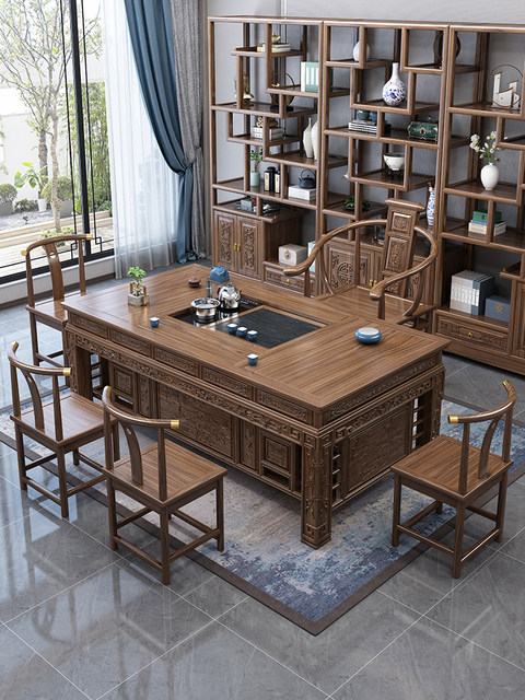 Solid wood tea table office kung fu tea table new Chinese style Zen ...