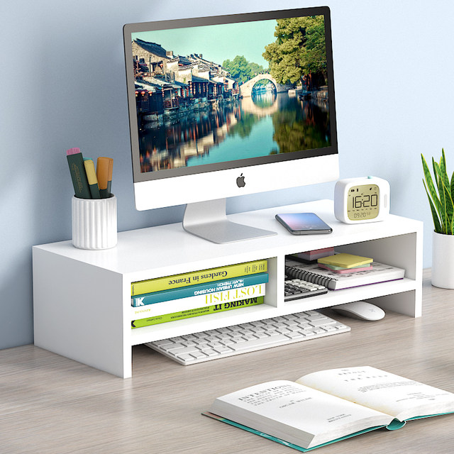 Desktop computer elevated monitor screen stand office desktop storage ...