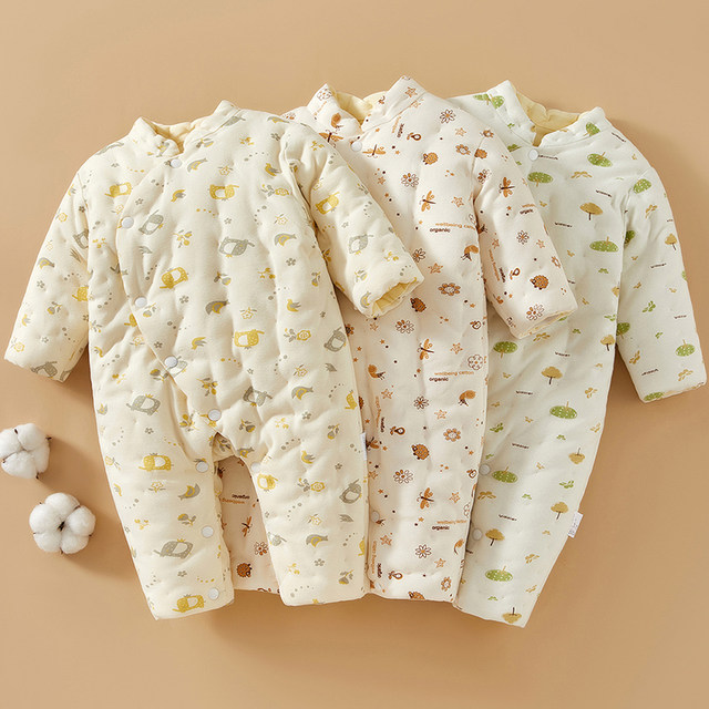 Baby handmade pure cotton thickened warm clothes one-piece harem for ...