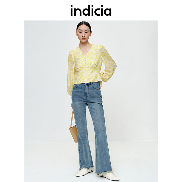 indicia mark mall design floral V-neck spring and summer shirt top ...