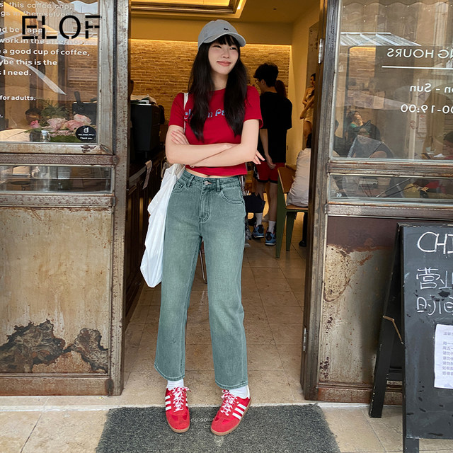 ELOF straight jeans for women 2024 summer new thin white high-waist ...