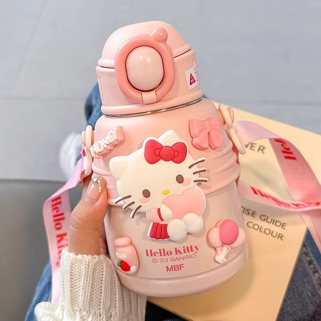 hellokitty thermos cup girls cute straw water cup 2024 new high-looking 316 stainless steel cup
