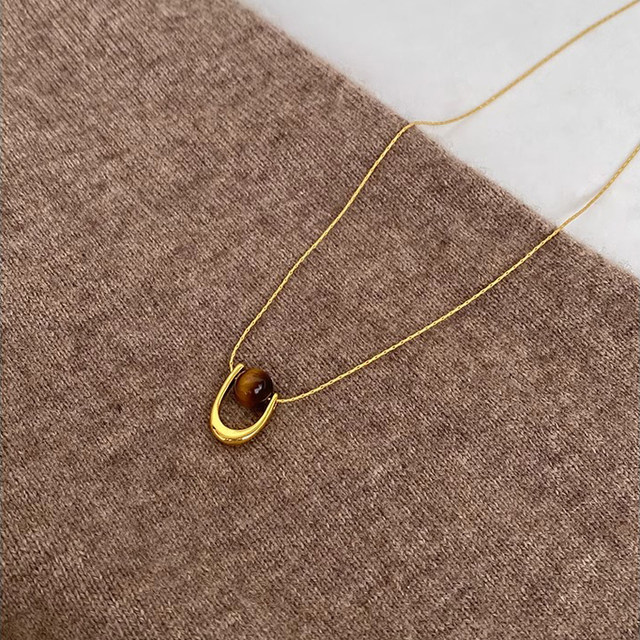 Maillard tiger eye stone pendant sweater chain autumn and winter ...