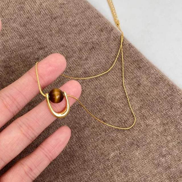 Maillard tiger eye stone pendant sweater chain autumn and winter ...