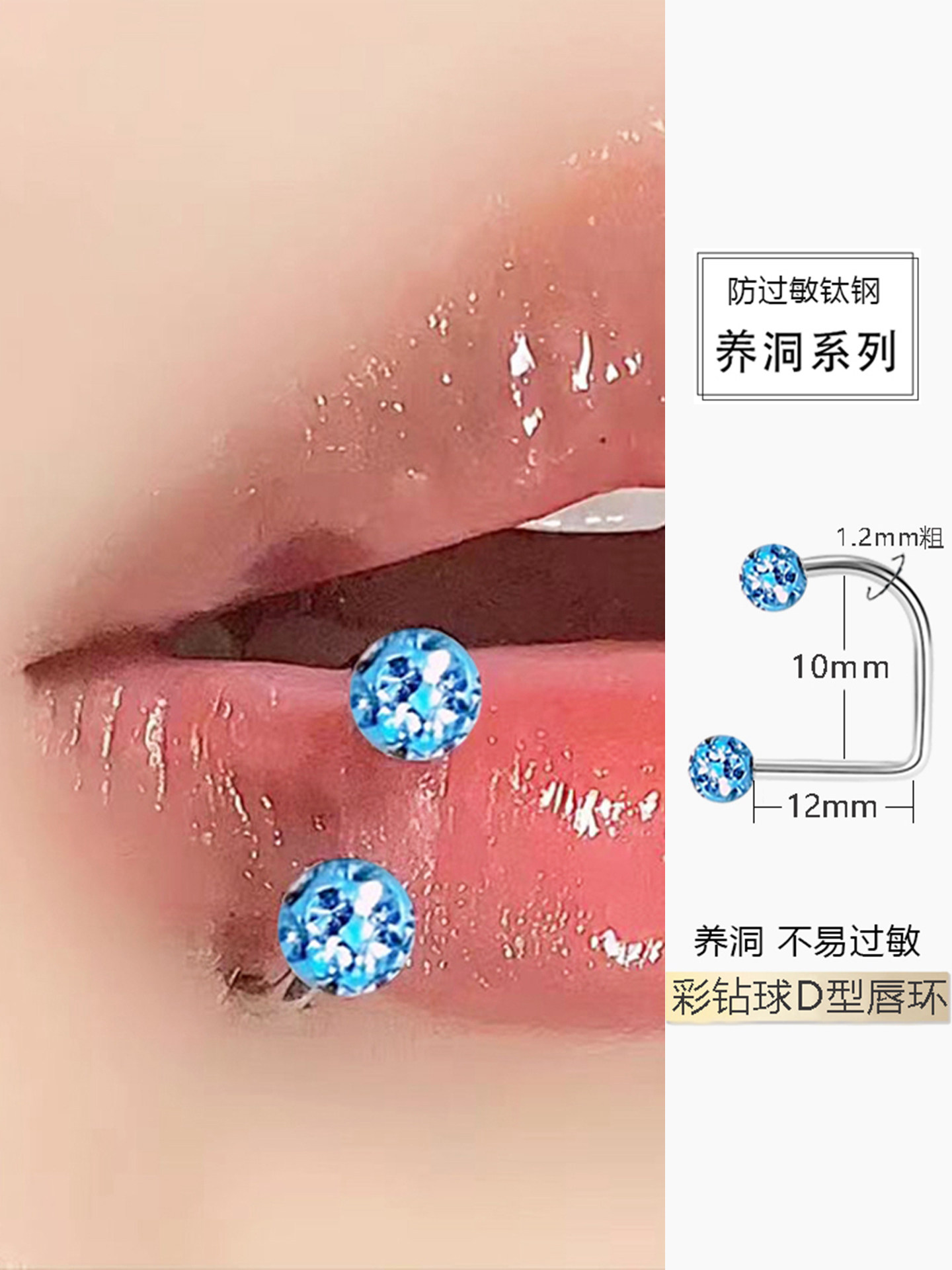Titanium Steel D-Shaped Lip Ring - Original Design
