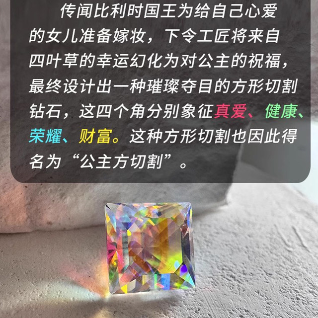 Color prism gemstone diamond ornament moonstone princess cut artificial ...