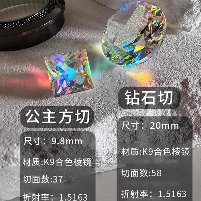 Color prism gemstone diamond ornament moonstone princess cut artificial ...