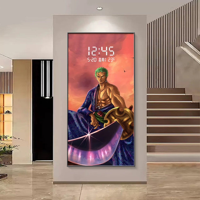 One Piece clock hanging painting Luffy Zoro entrance decoration ...