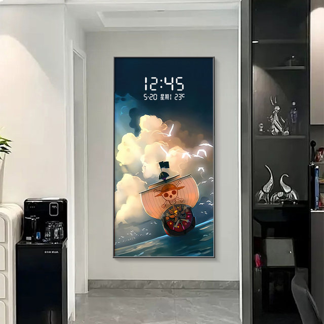 One Piece clock hanging painting Luffy Zoro entrance decoration ...