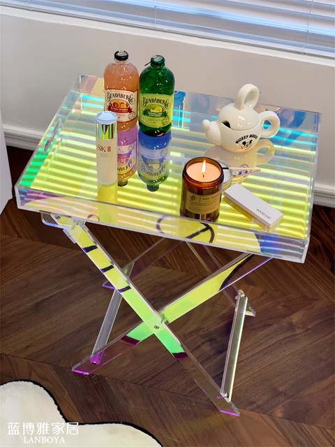 Acrylic colorful folding table modern simple small apartment side table ...