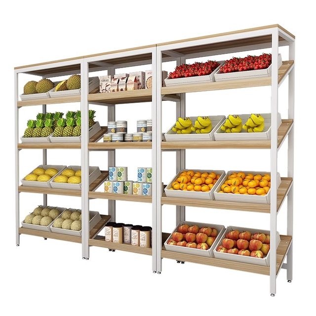 Shelves, racks, sample display cabinets, sloped fruit snack racks ...