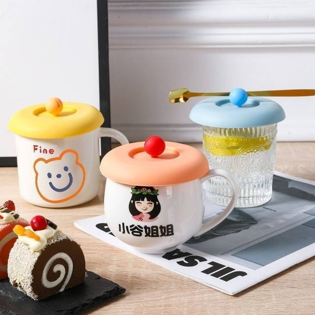 Silicone leak-proof dust-proof cup lid universal mug high temperature ...