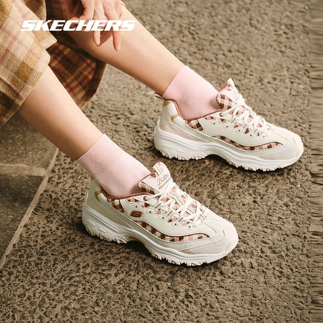 Skechers official outlets winter women's shoes checkerboard bear panda ...