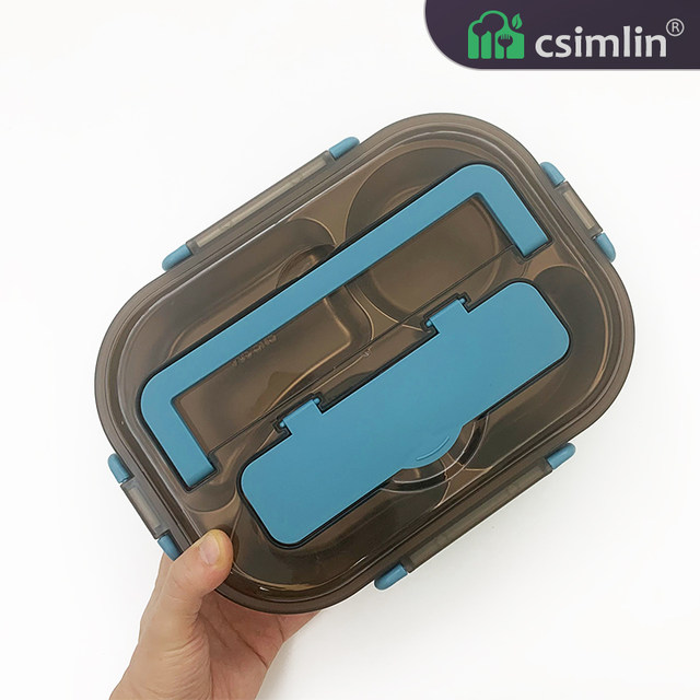 304 stainless steel lunch box, food-grade dinner plate, student compartment lunch box, office ...