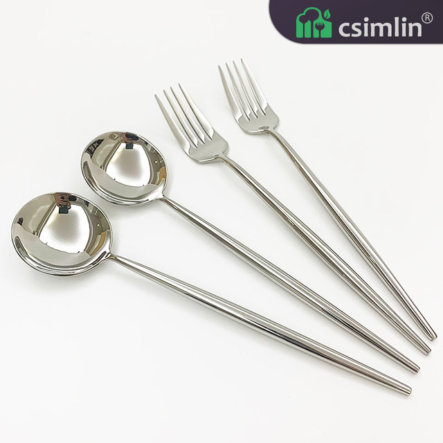 304 stainless steel round spoon bright long handle thickened household ...