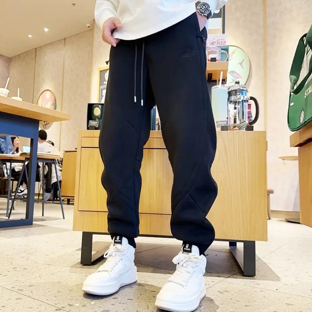 Winter new velvet -warm zipper beam casual pants men's trend fashion ...