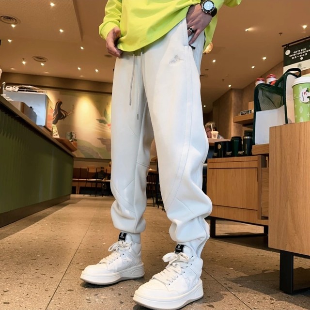 Winter new velvet -warm zipper beam casual pants men's trend fashion ...