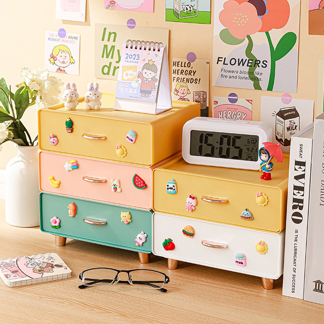 Desktop storage box student desk drawer stationery pen holder storage ...